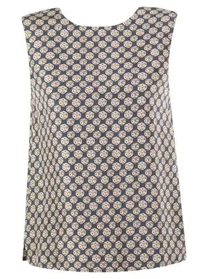 Max Mara Stmtimetop Reversible Printed Silk Top - Blue
