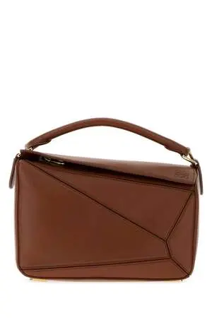 Loewe Nappa Leather Small Featherlight Puzzle Handbag - Brown