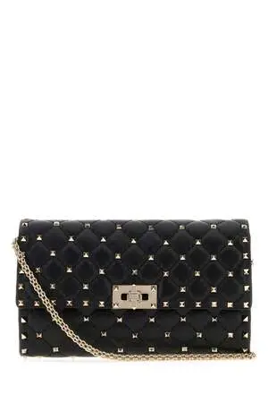 Valentino Garavani Nappa Leather Rockstud Spike Clutch - Black