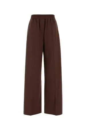 Brunello Cucinelli Chocolate Stretch Wool Blend Wide-leg Pant - Brown