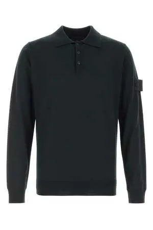 Stone Island Wool Polo Shirt - Black