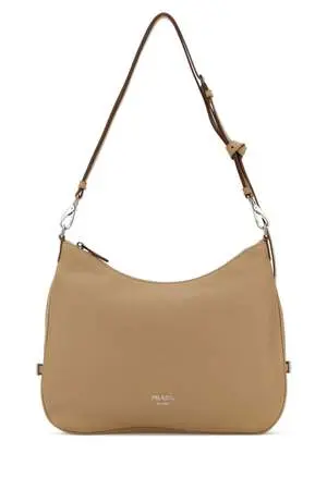 Prada Beige Leather Large Fold Shopping Bag - Brown