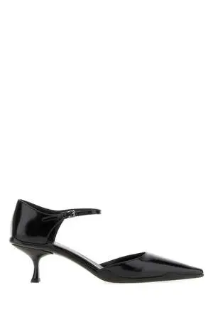 Prada Leather Pumps With Ankle Strap - Black
