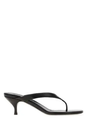 Miu Miu Leather Thong Slippers - Black