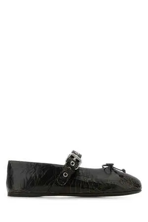 Miu Miu Leather Ballerinas - Black