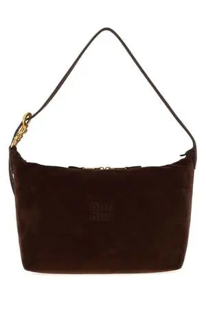 Miu Miu Chocolate Suede Shopping Bag - Brown
