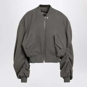 Rick Owens Taupe Tower Secchia Flight Jacket In Wool - Gray