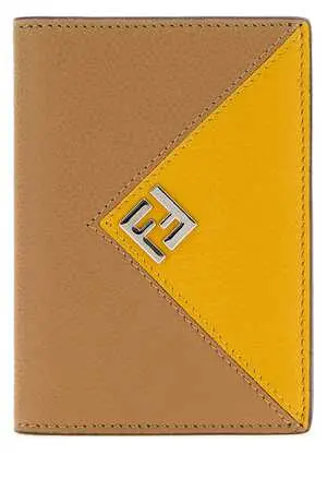 Fendi Camel Leather Card Holder - Brown