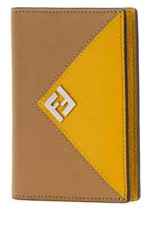 Fendi Camel Leather Card Holder - Brown