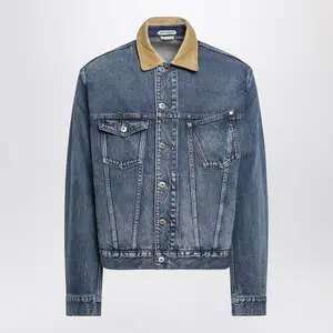 JW Anderson Denim Jacket With Ribbed Collar - Blue