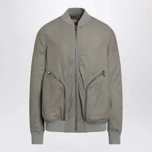 Rick Owens Pearl Grey Heizer Flight Jacket In Leather - Cream