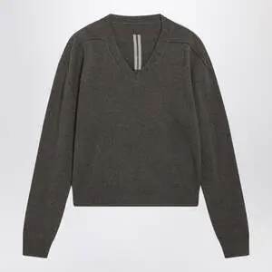 Rick Owens Taupe V-neck Sweater In Cashmere And Wool - Gray