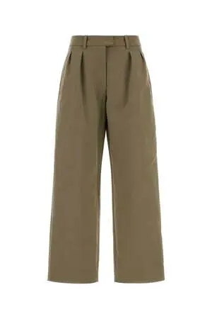 Magda Butrym Khaki Cotton Wide-leg Pant - Green