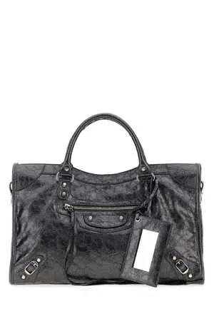 Balenciaga Dark Grey Leather Medium Le City Handbag - Gray