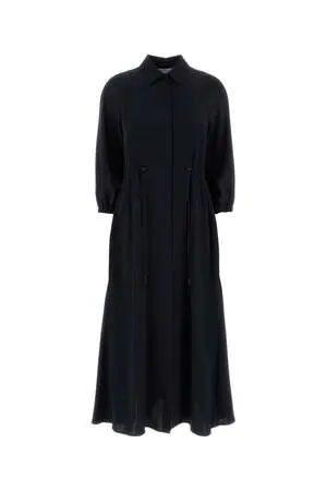 Max Mara Midnight Crepe Pelota Dress - Blue