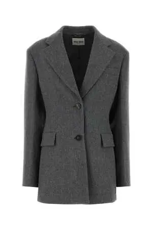Miu Miu Dark Grey Wool Blazer - Gray