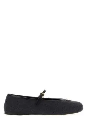 Prada Charcoal Fabric Ballerinas - Gray