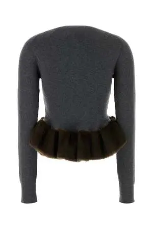 Stella McCartney Dark Grey Stretch Wool Blend Sweater - Gray