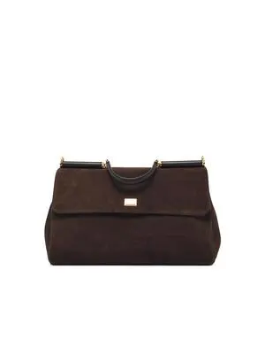 Dolce & Gabbana Dark Suede 'my Sicily' Maxi Bag - Brown