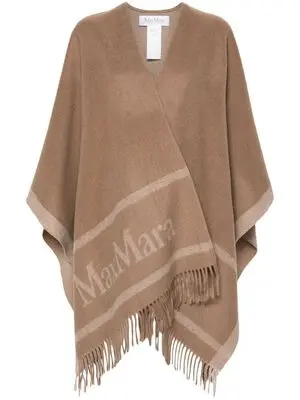 Max Mara 2424736051600 Poncho Logo Jacquard - Brown