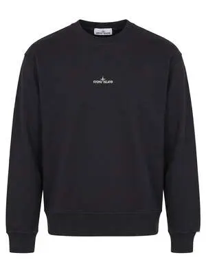 Stone Island Oversized-fit Crewneck Sweatshirt With `blurred Compass` Print - Black