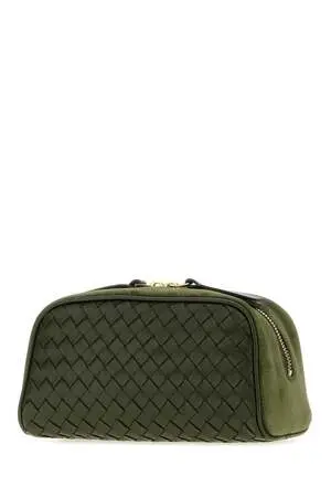 Bottega Veneta Small Nodo Clutch In Lamb And Suede - Green
