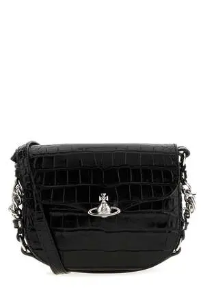 VIVIENNE WESTWOOD Leather Hunter Shoulder Bag - Black