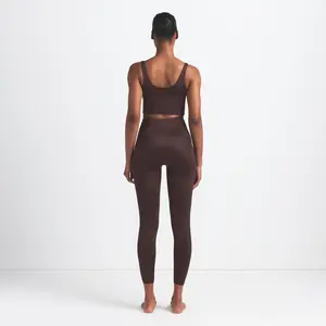 Nike Skims Satin Shine High-waisted Bonded 26" Leggings - Brown