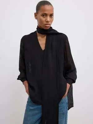 HOUSE OF DAGMAR Sheer Viscose Blouse With Scarf Detail