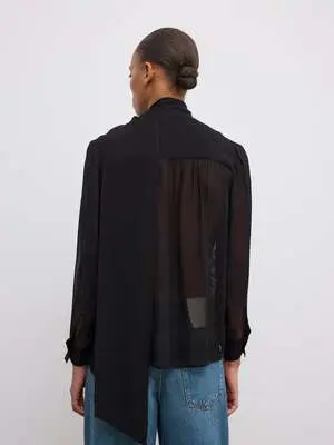HOUSE OF DAGMAR Sheer Viscose Blouse With Scarf Detail