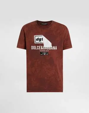 Dolce & Gabbana Marble-effect Cotton T-shirt With Print