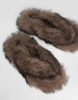 Dolce & Gabbana Shearling Flip-flops