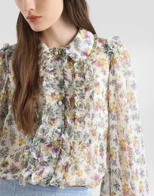 Dolce & Gabbana Small Floral-print Chiffon Shirt