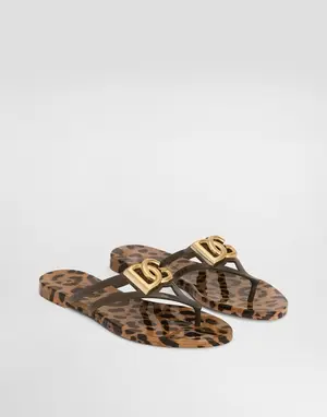 Dolce & Gabbana Rubber Beachwear Slides With Logo And Leo