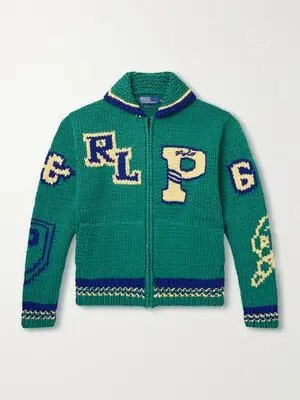 Polo Ralph Lauren Intarsia-knit Wool Zip-up Sweater - Green