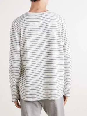 Folk Striped Cotton T-shirt - Ecru