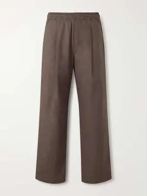 Folk Straight-leg Pleated Cotton-blend Ripstop Trousers - Brown