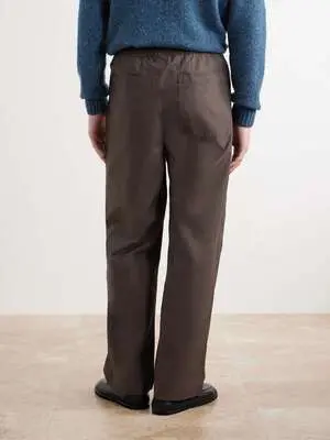 Folk Straight-leg Pleated Cotton-blend Ripstop Trousers