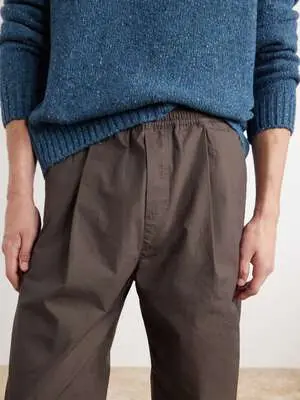 Folk Straight-leg Pleated Cotton-blend Ripstop Trousers