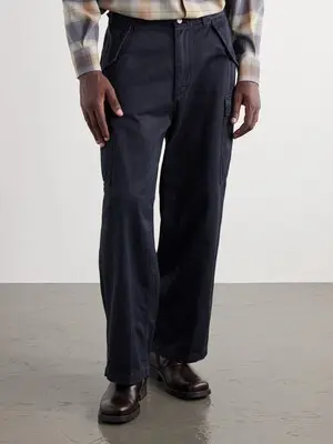 A.PRESSE Cotton Twill Cargo Trousers - Blue