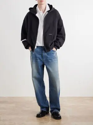 NAHMIAS Distressed Cotton-jersey Zip-up Hoodie