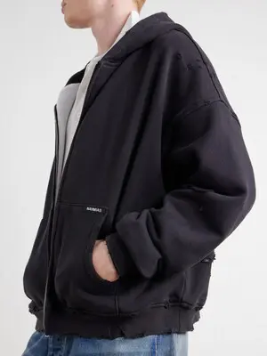 NAHMIAS Distressed Cotton-jersey Zip-up Hoodie