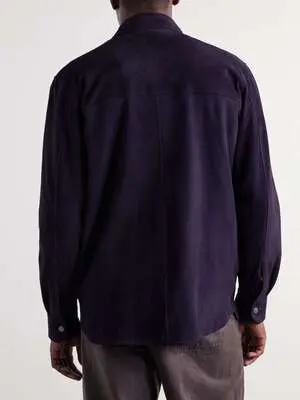 Altea Suede Button-down Jacket - Navy
