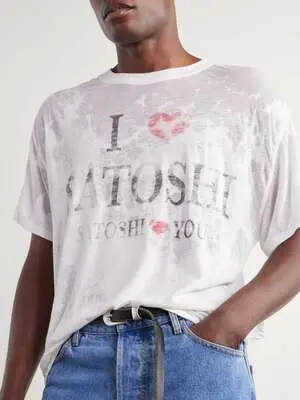 SATOSHI NAKAMOTO I Love Satoshi Printed Distressed T-shirt