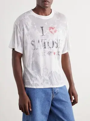 SATOSHI NAKAMOTO I Love Satoshi Printed Distressed T-shirt