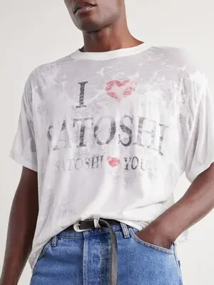 SATOSHI NAKAMOTO I Love Satoshi Printed Distressed T-shirt