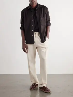Ralph Lauren Purple Label Cotton And Cashmere-blend Drawstring Sweatpants