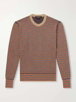 WALES BONNER Chant Striped Merino Wool Sweater - Brown