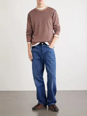 WALES BONNER Chant Striped Merino Wool Sweater - Brown