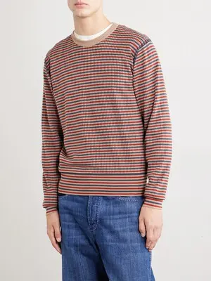 WALES BONNER Chant Striped Merino Wool Sweater - Brown